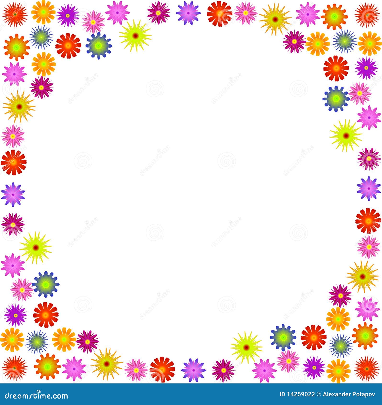 Bright Color Flower Frame Illustration Stock Vector - Illustration of ...