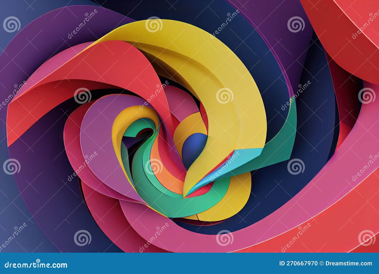 Bright Color Forms Mixed with Each Other, Digital 3d Illustration for ...