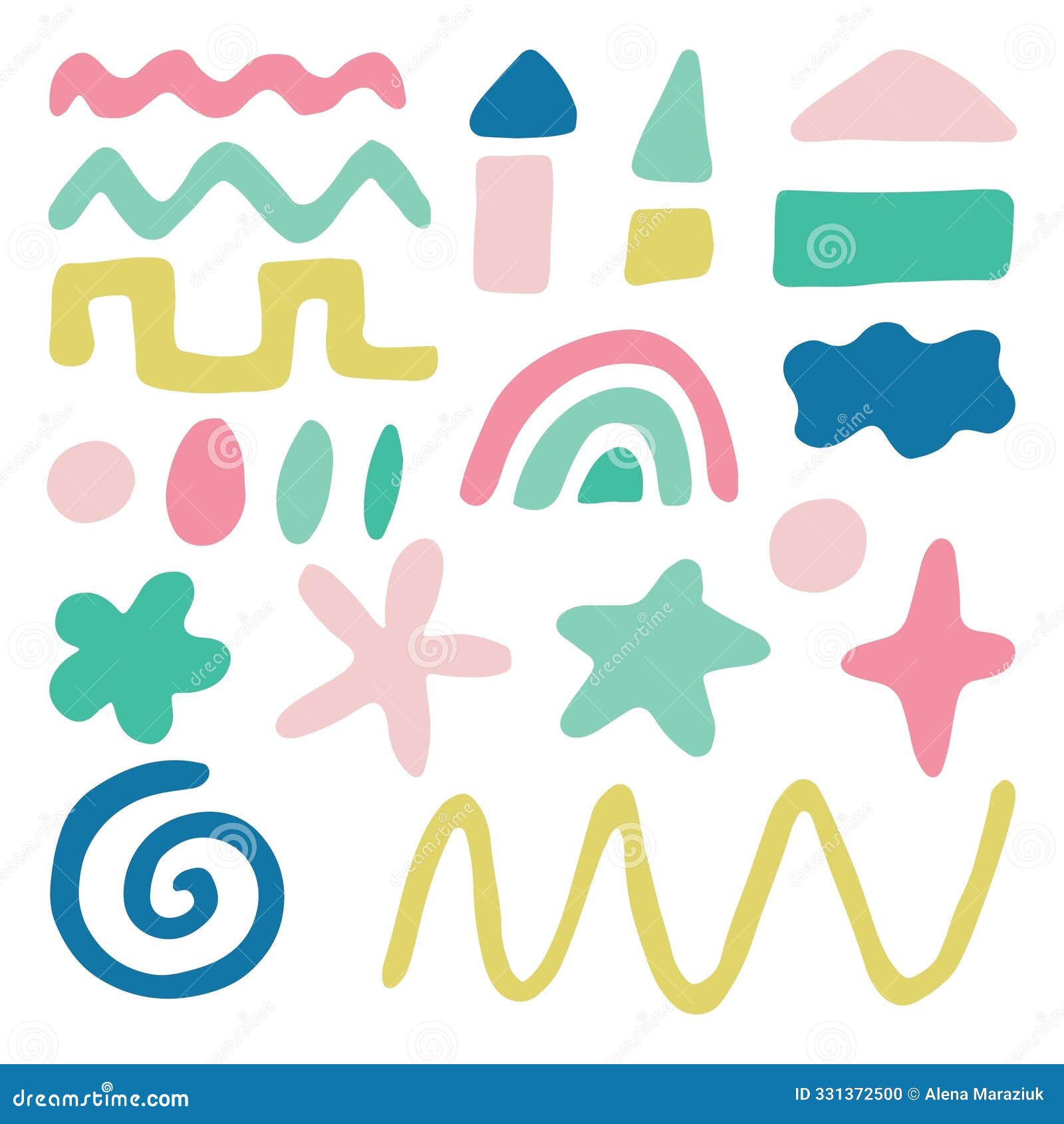 Bright Color Line Set with Draft Pattern Including Heart, Stroke ...