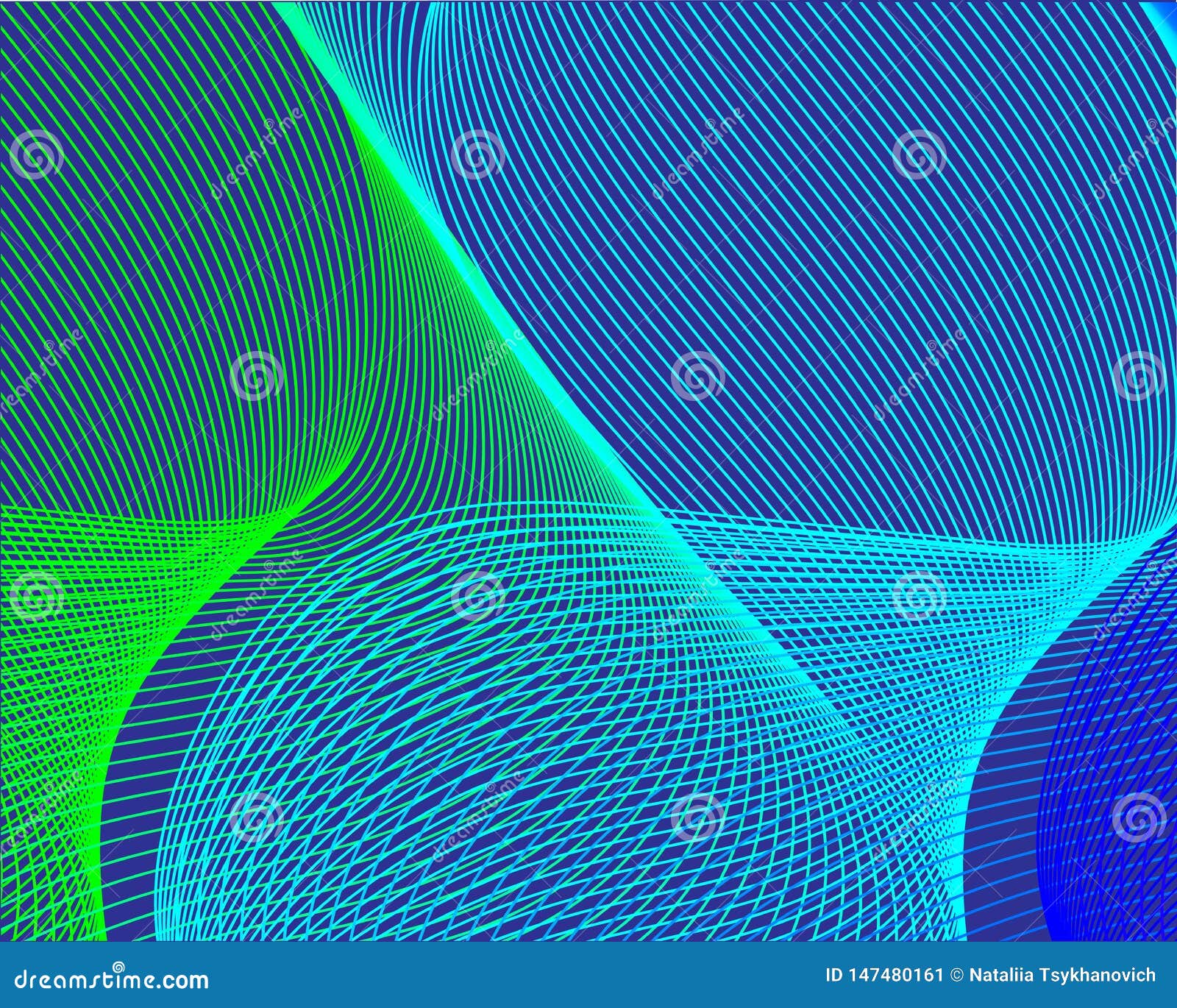 Bright Color Pattern Green Blue Grid Lines on a Blue Background. Stock ...
