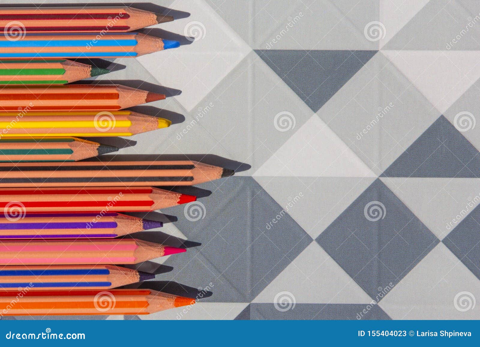 Bright Color Pencils on Modern Low Poly, Polygon Geometric Abstract ...