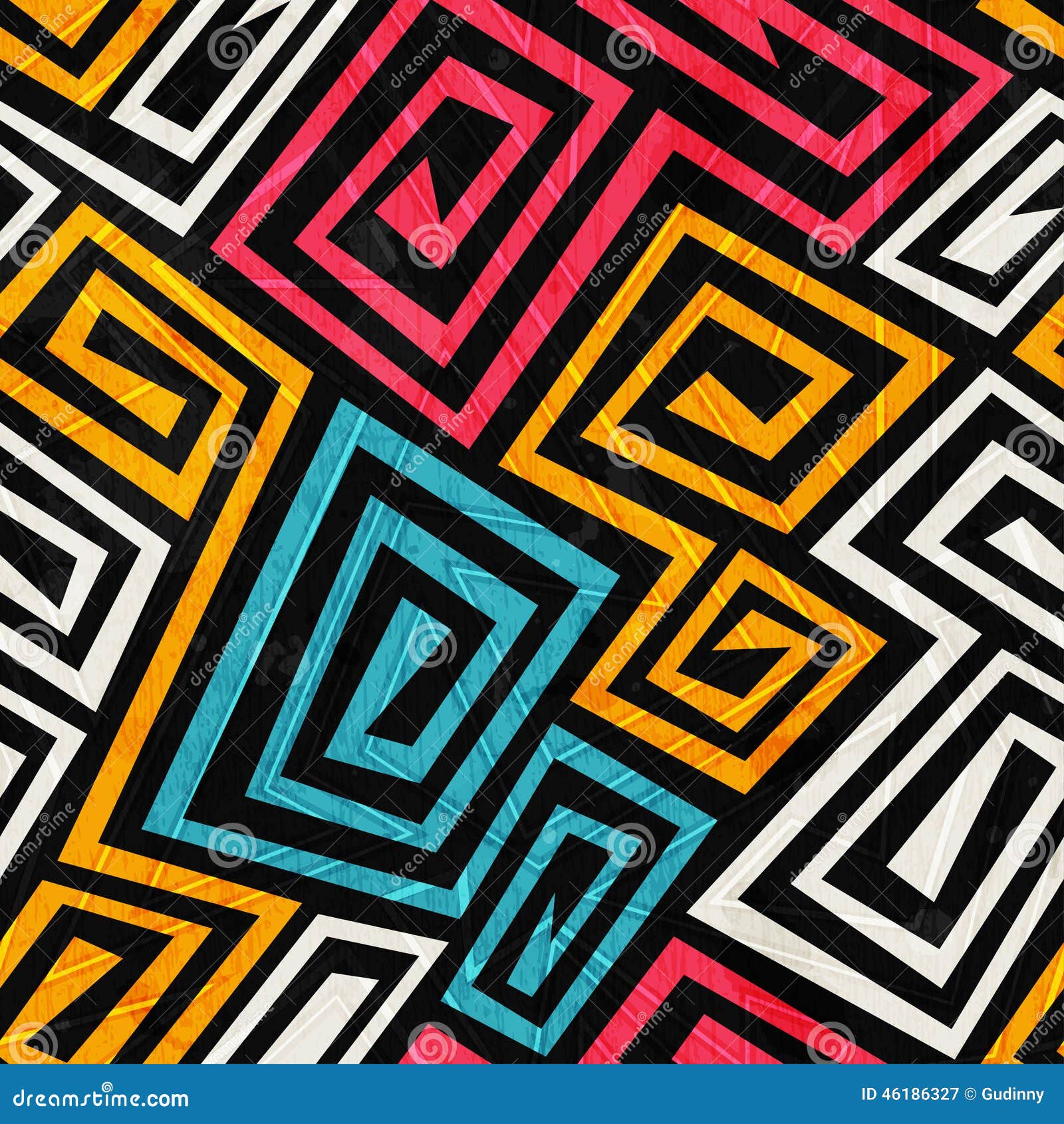 Bright Color Spiral Seamless Texture with Grunge Effect Stock Vector ...