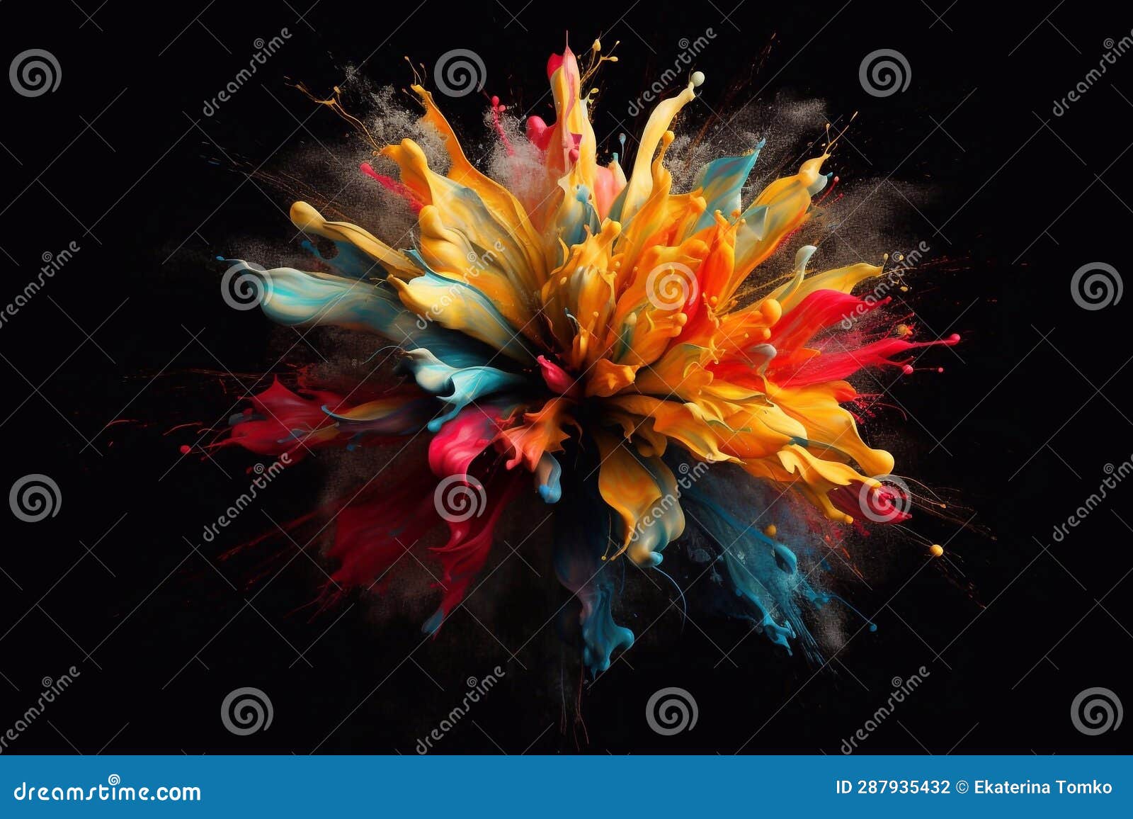 Bright Color Splash on a Black Background. Generative AI Stock ...