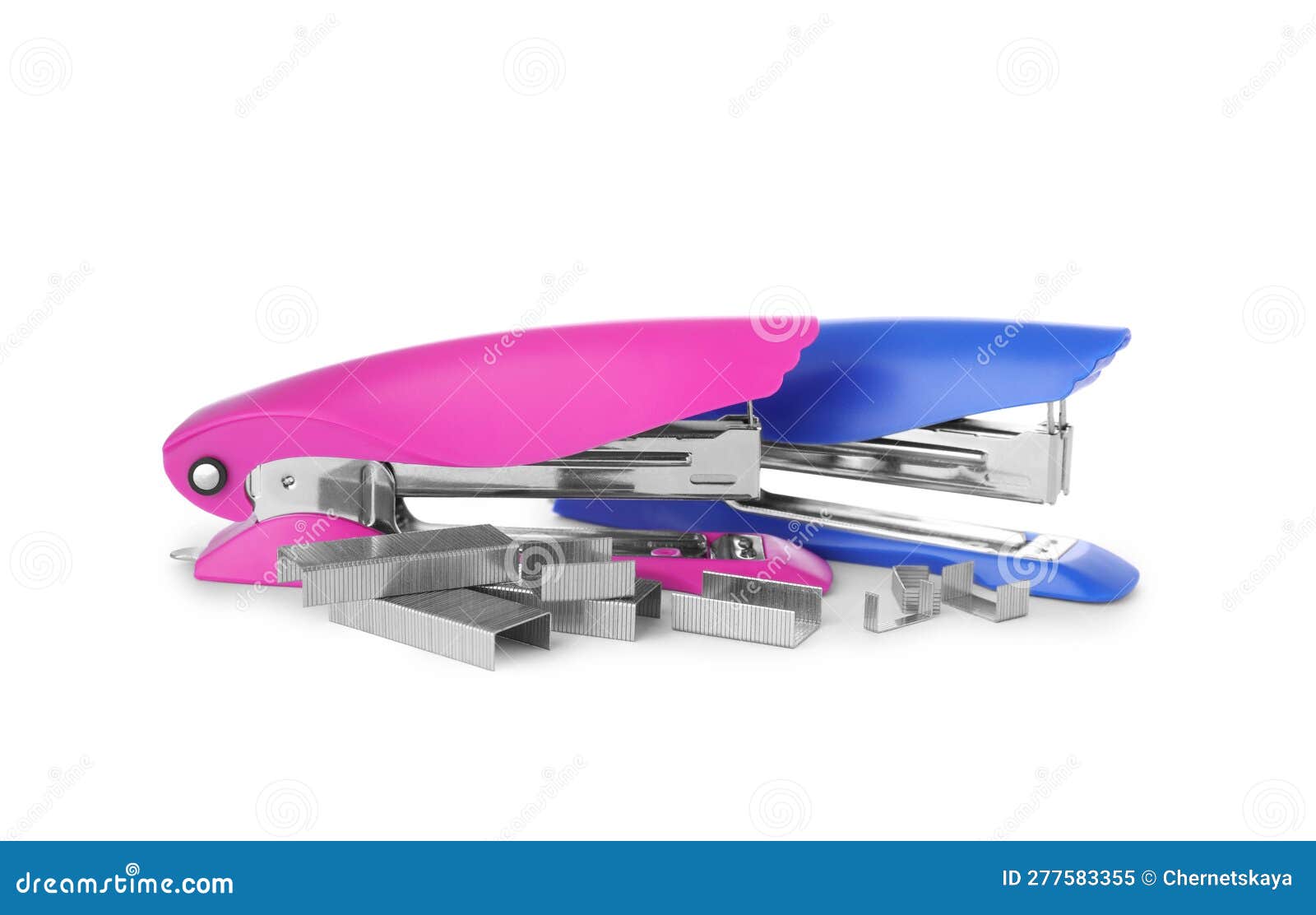 Bright Color Staplers with Staples Isolated on White Stock Image ...