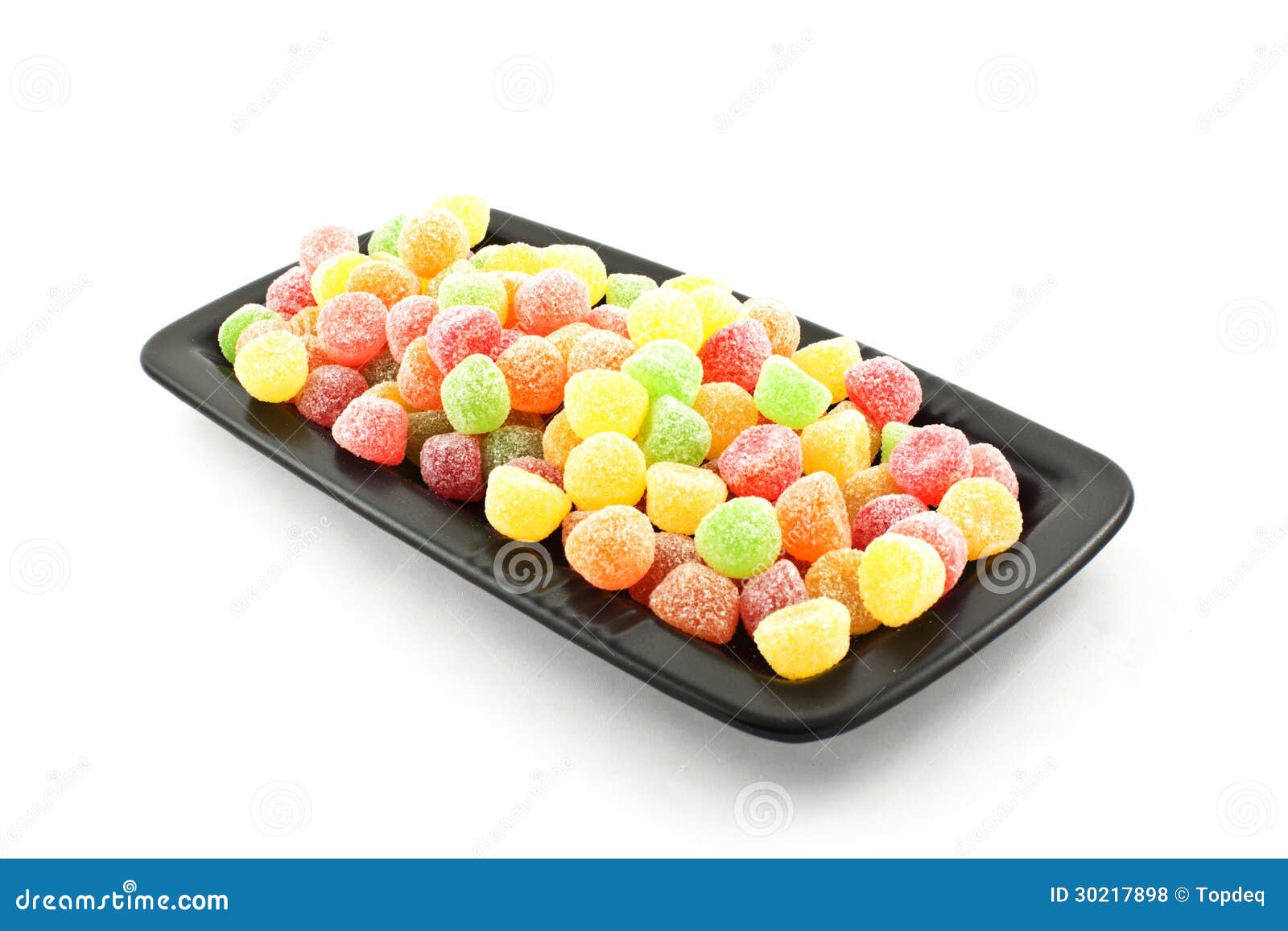 Bright Color Sweets on a Black Square Plate Stock Photo - Image of ...