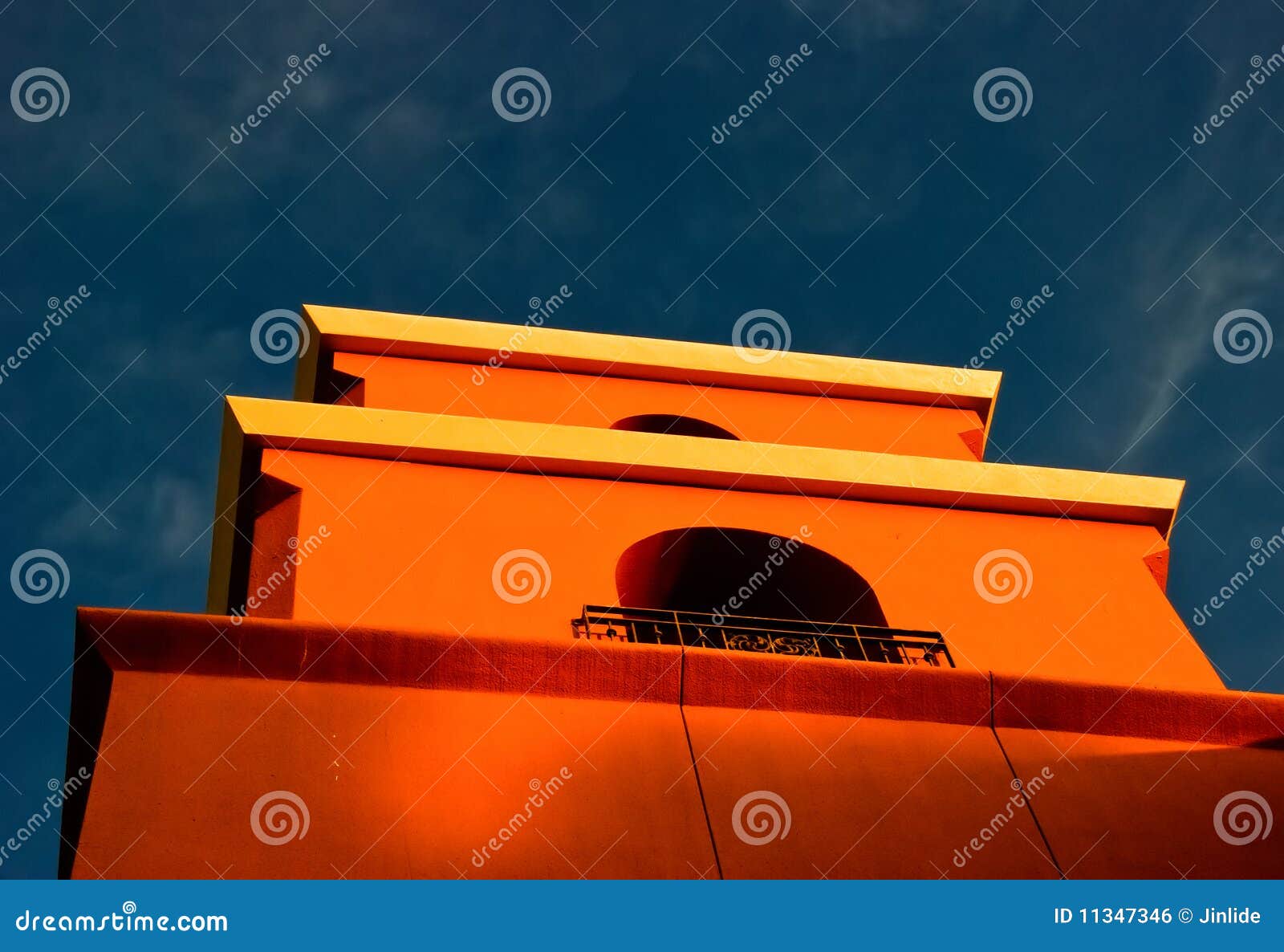 Bright Color Tower on Blue Sky Stock Photo - Image of shadow, balcony ...