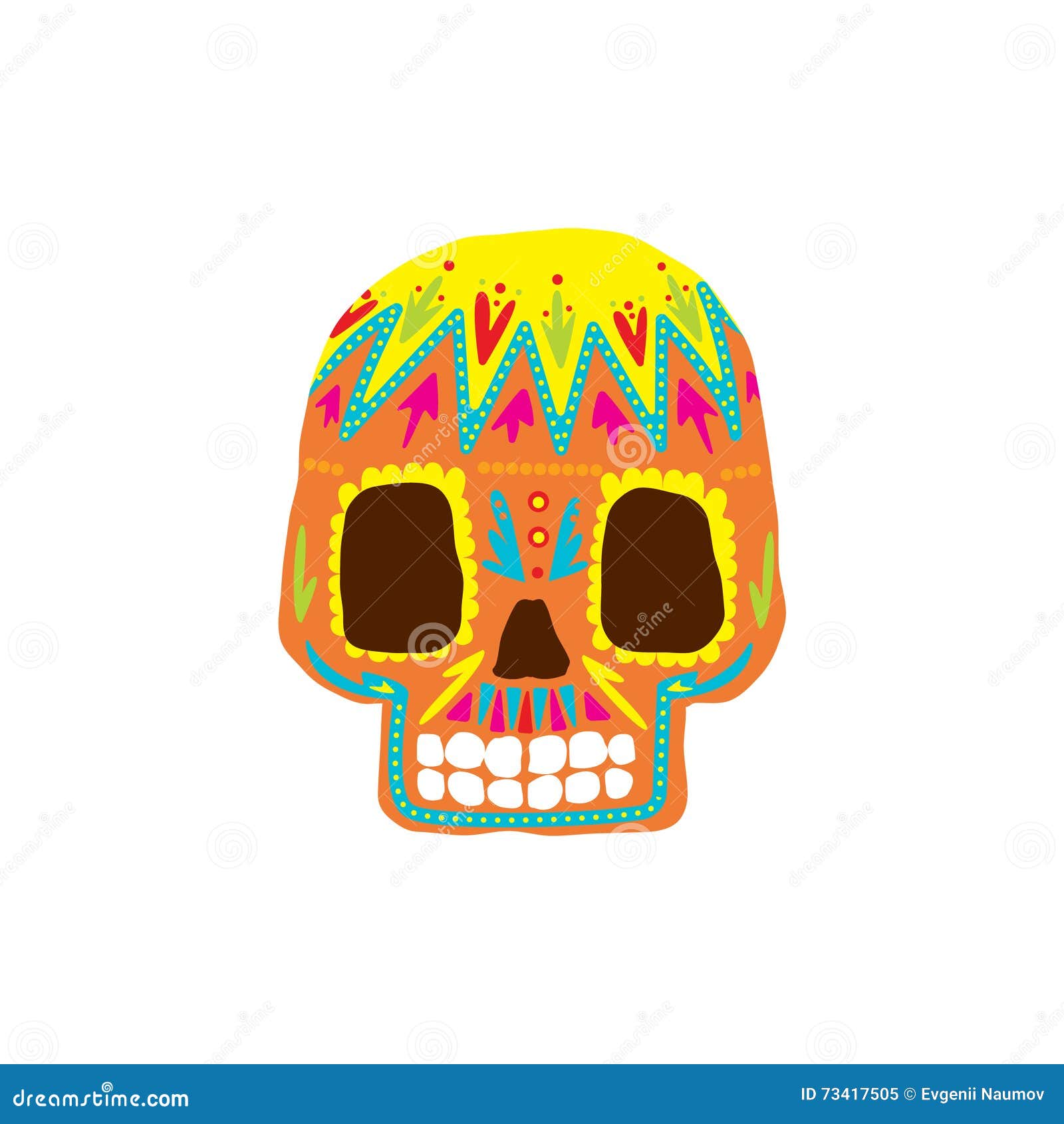 Bright Color Traditional Mexican Painted Scull Icon Stock Vector ...