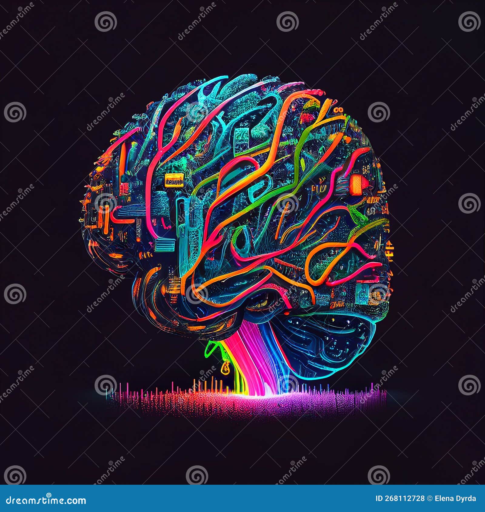 Bright Colored Artificial Intelligence Brain, AI Generated Stock Photo ...