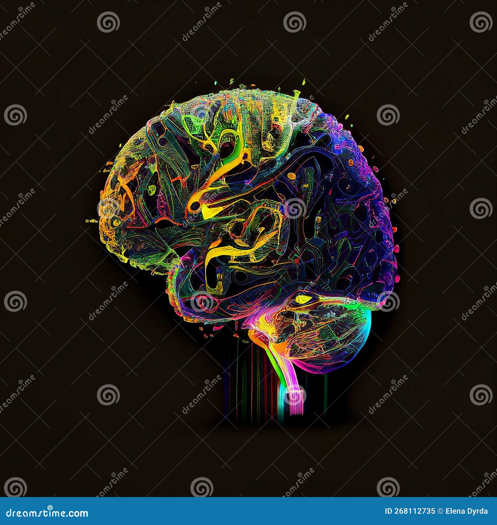 Bright Colored Artificial Intelligence Brain, AI Generated Stock Image ...