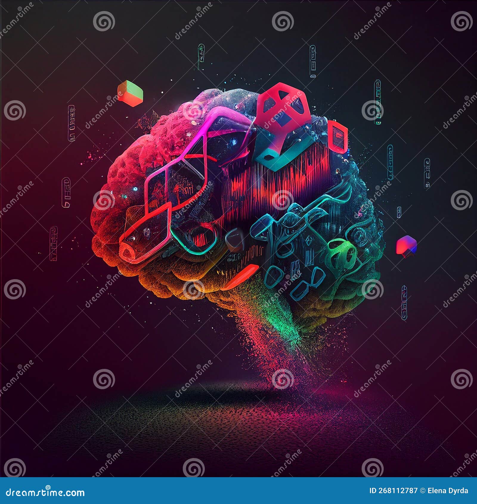 Bright Colored Artificial Intelligence Brain, AI Generated Stock Image ...