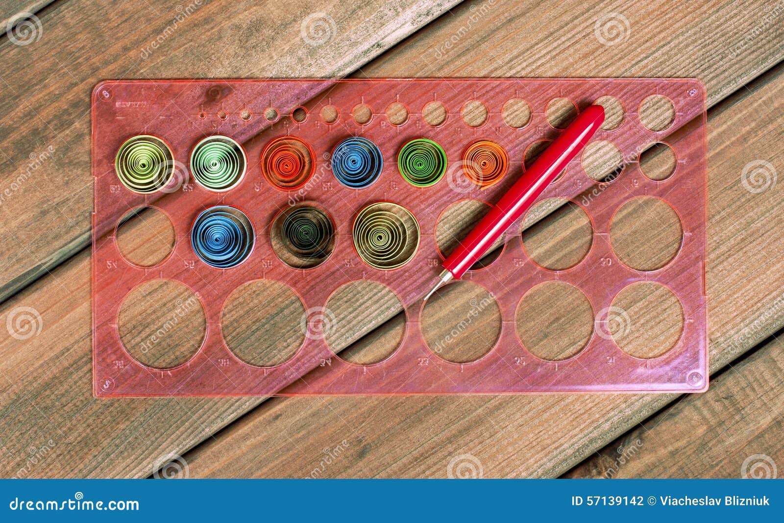 Bright Colored Background Items for Quilling (paper, Ruler) Stock Photo ...
