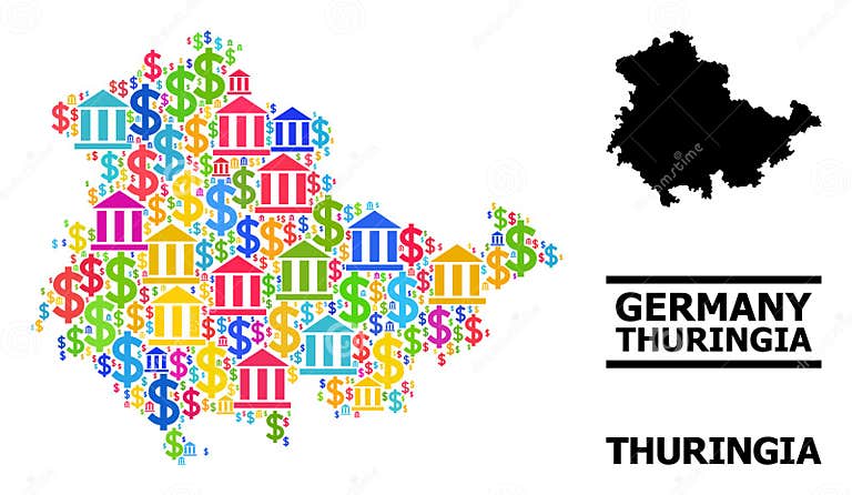 Vector Collage Map of Thuringia State of Bank and Dollar Parts Stock Vector - Illustration of ...