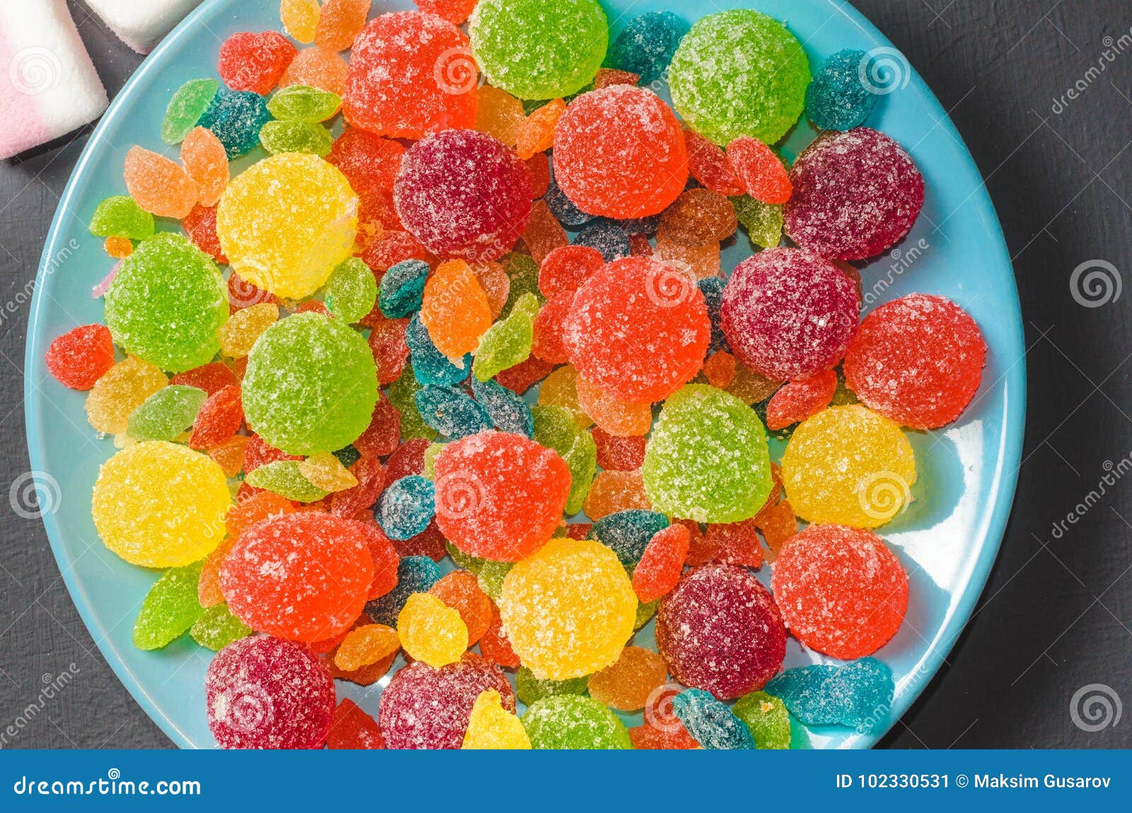 Bright Colored Candy, Candy, Marshmallow, Sweets on a Dark Background ...