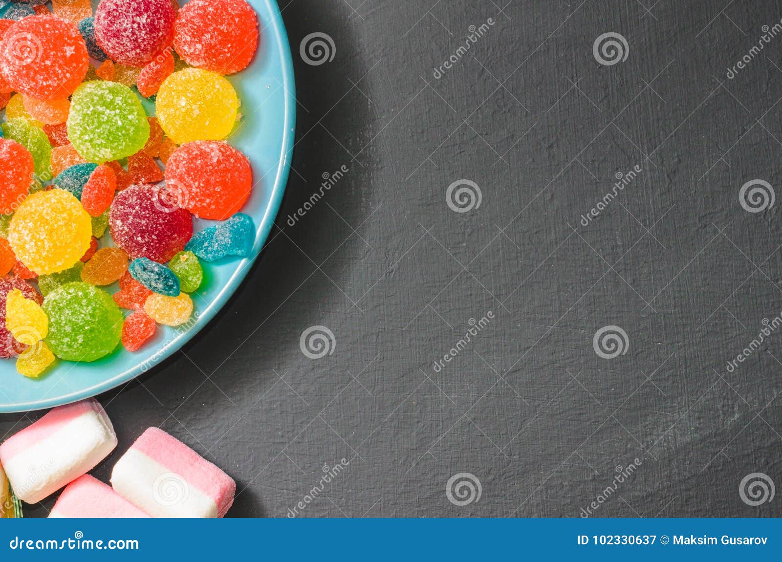 Bright Colored Candy, Candy, Marshmallow, Sweets on a Dark Background ...