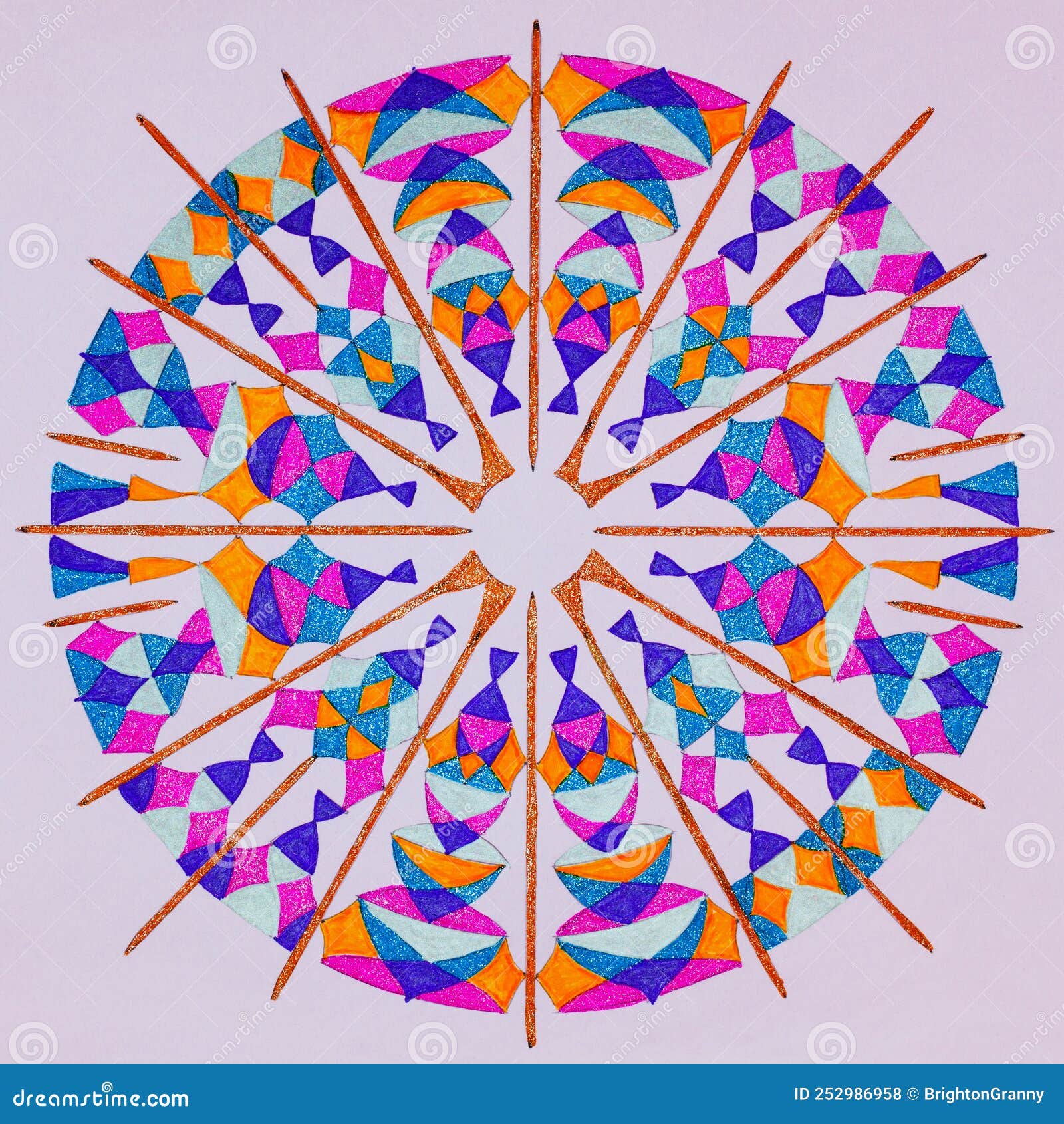 A Hand Coloured Pencil Drawing of a Circle Pattern. Stock Illustration ...