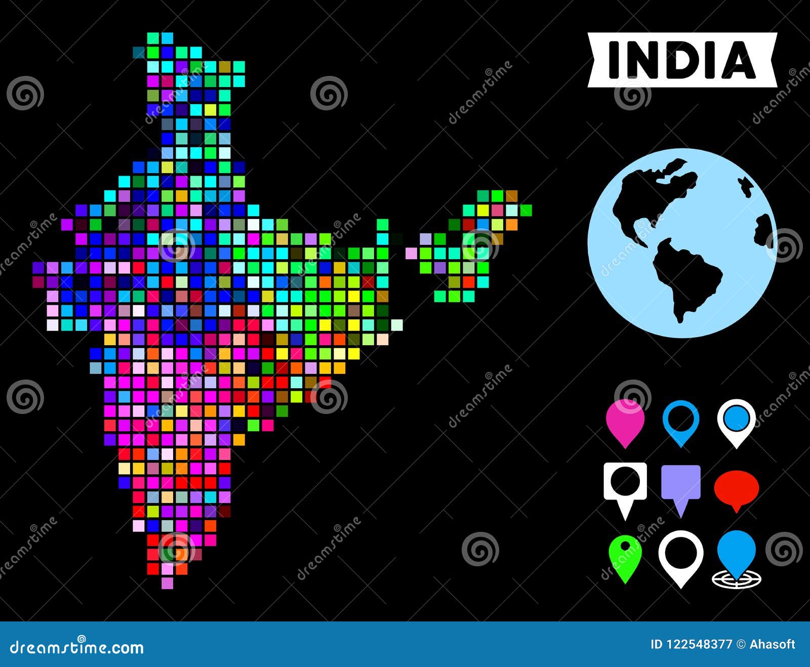Colored Dotted India Map stock vector. Illustration of india - 122548377