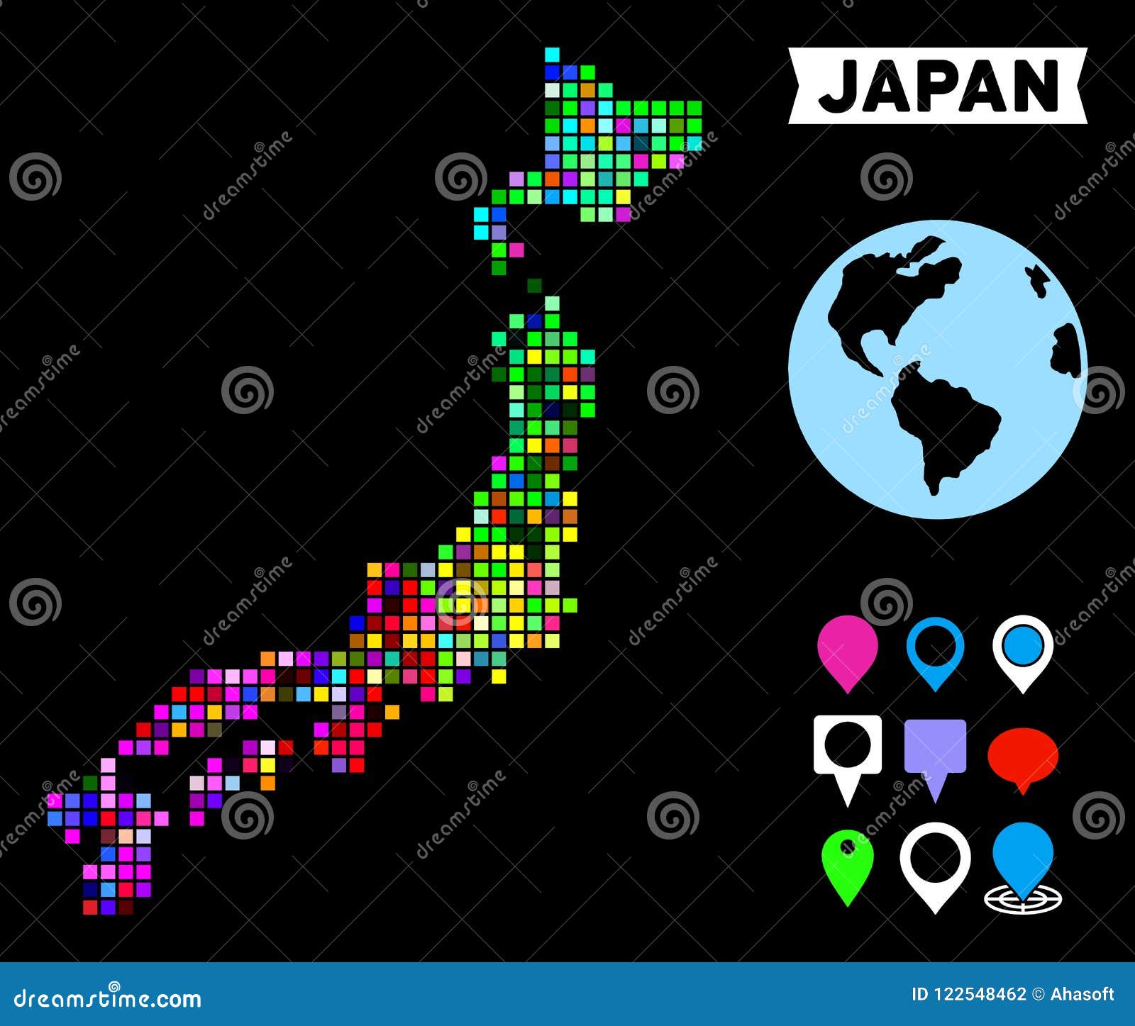 Colored Dotted Japan Map Vector Illustration | CartoonDealer.com #122548462