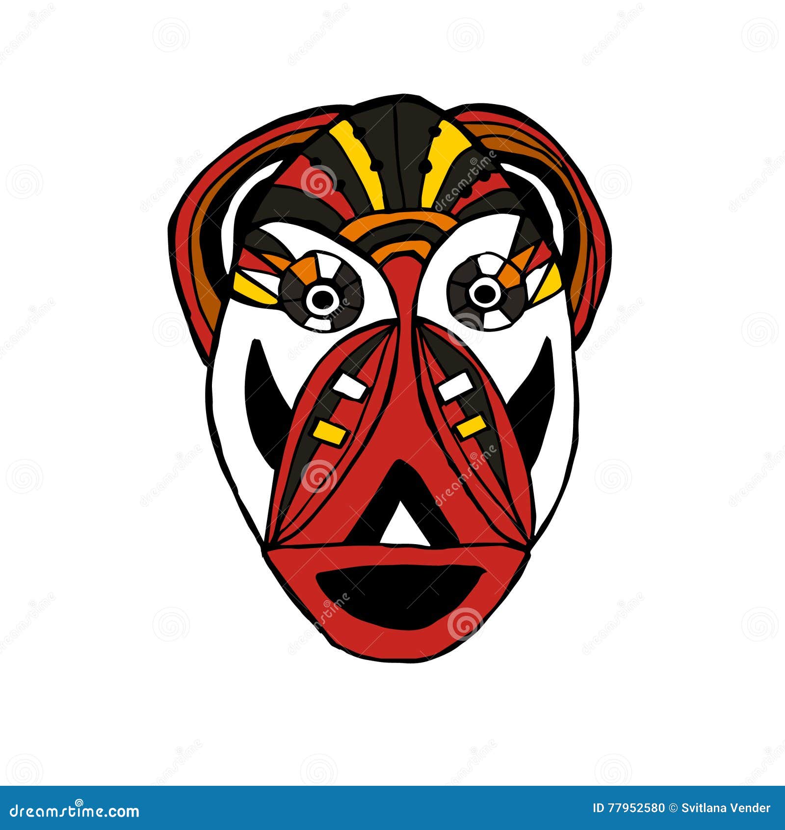 Bright Colored Face Mask for the Ritual Cartoon Style Stock Vector ...