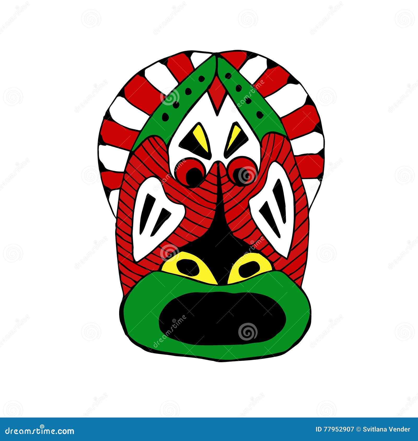 Bright Colored Face Mask for the Ritual Cartoon Style Stock Vector ...