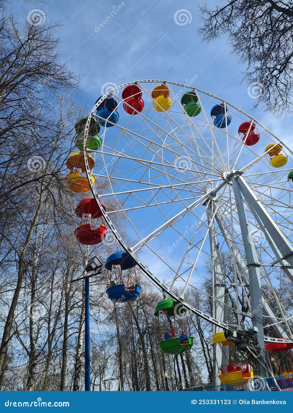 Bright Colored Ferris Wheel in Spring Park. Warm Reminder Stock Image ...