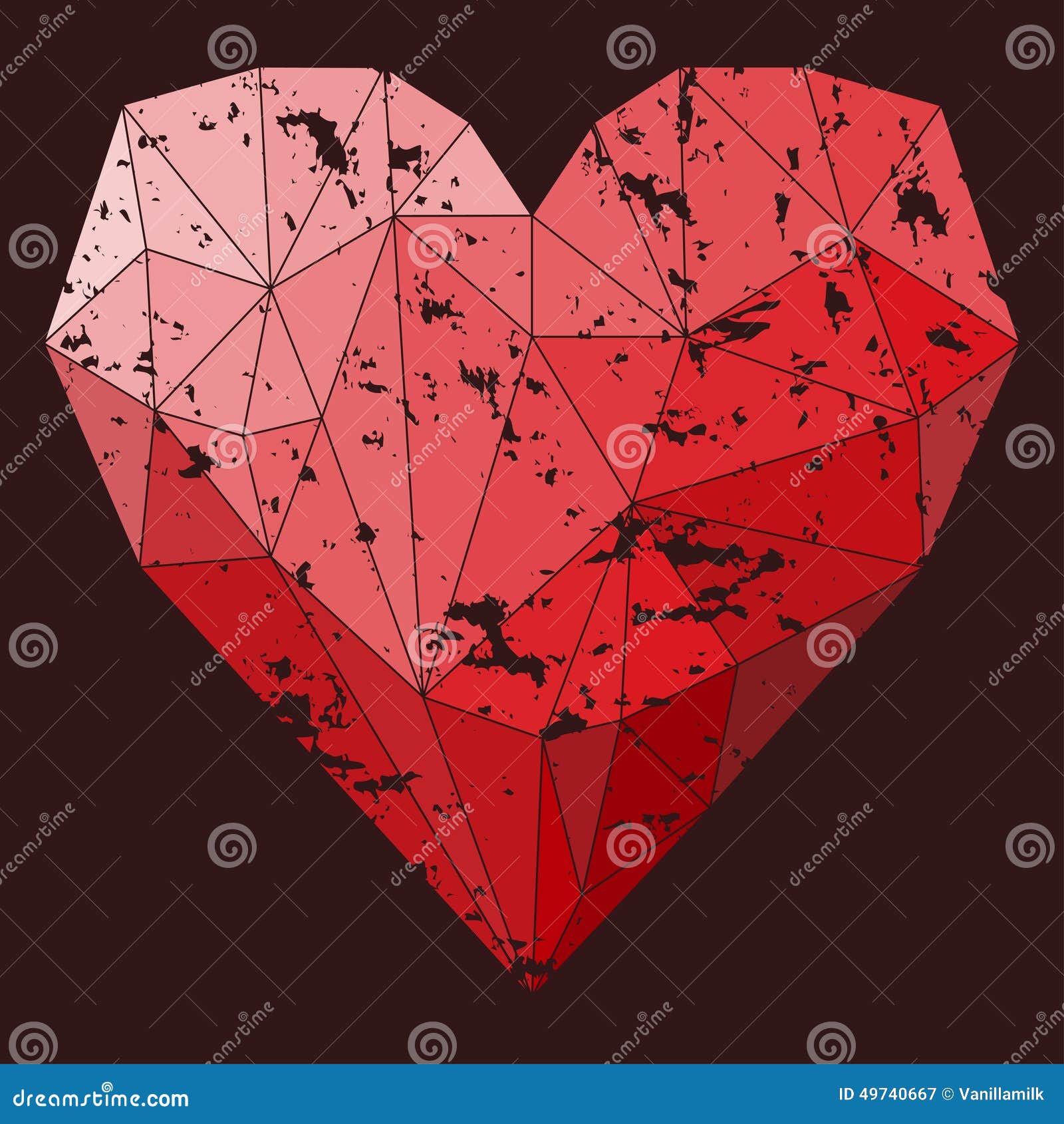 Bright Colored Geometric Abstract Defective Polygonal Heart Stock ...