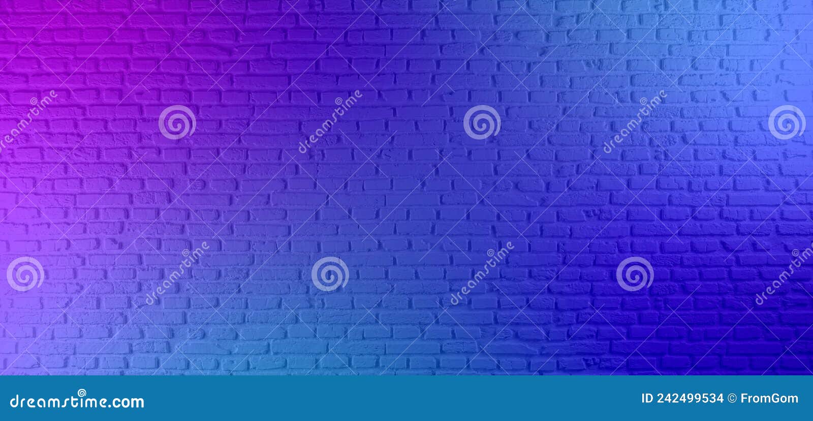 Bright Colored Gradient Light on a Brick Wall. 3d Background ...