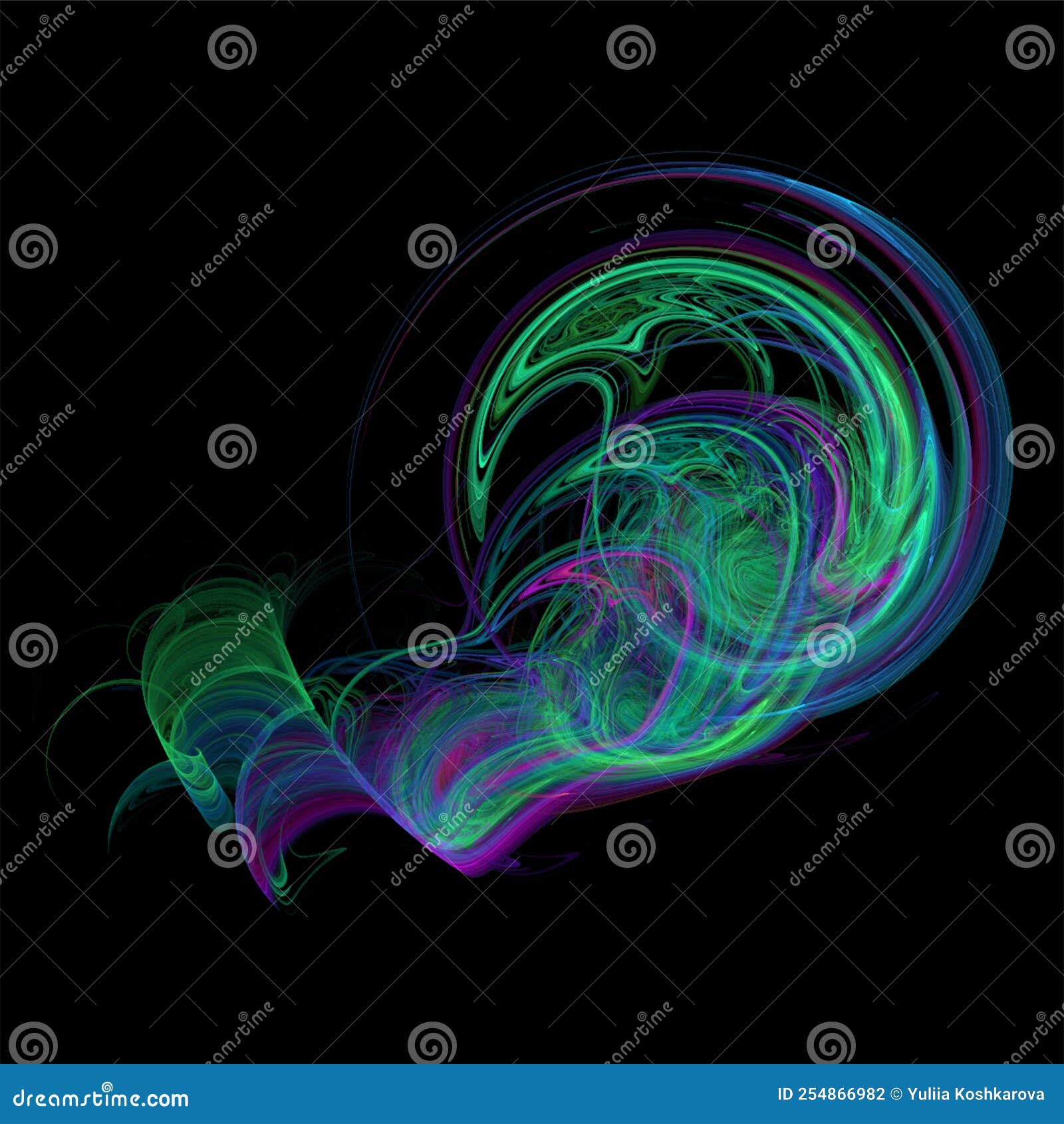 Bright Colored Graphic Abstract Element on Black Background, Rendering ...