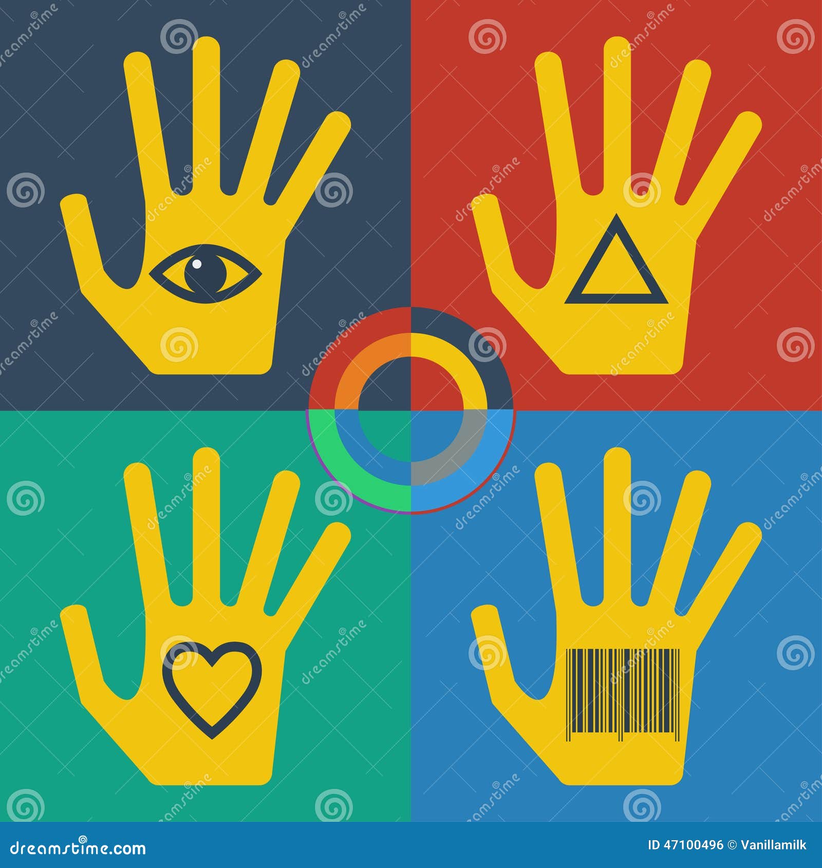 Bright Colored Hand with Sign in Trendy Flat Style Stock Vector ...
