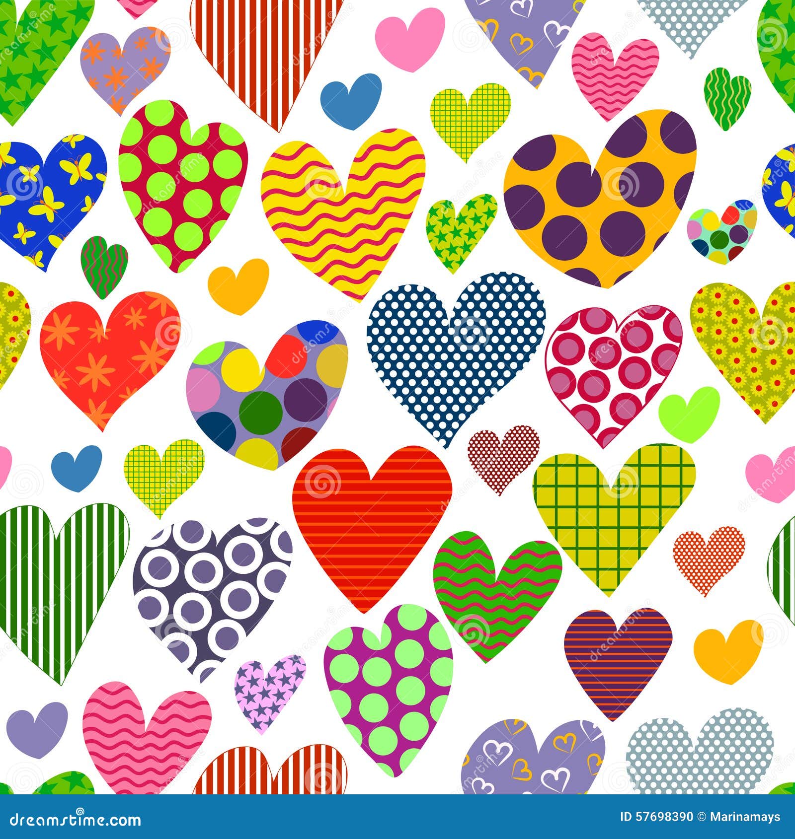 Bright Colored Hearts Background. Seamless Pattern. Stock Vector ...