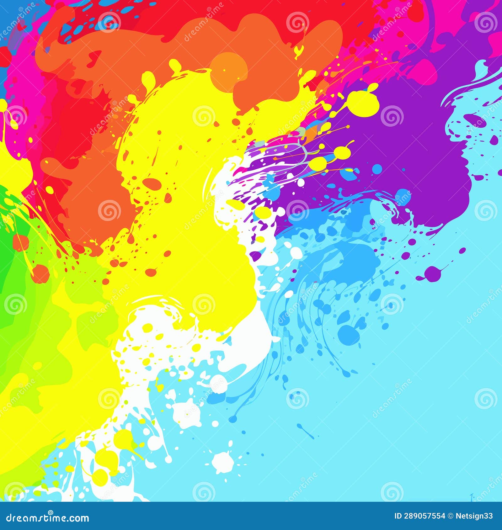 Bright Colored Ink Splatters on a Bright Background Stock Illustration ...