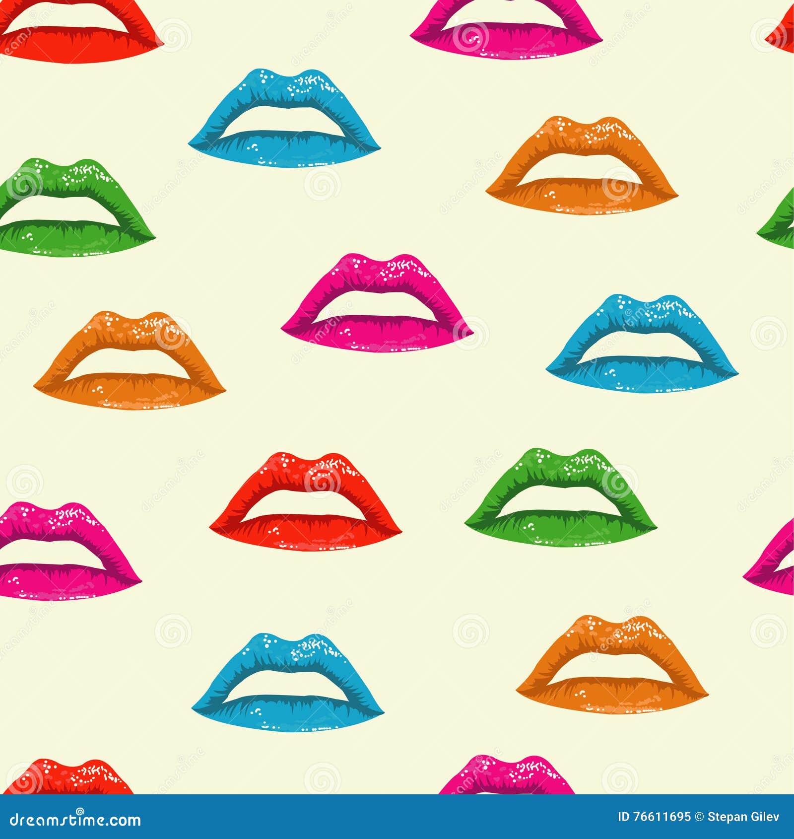 Bright Colored Lips Seamless Pattern Stock Vector - Illustration of ...