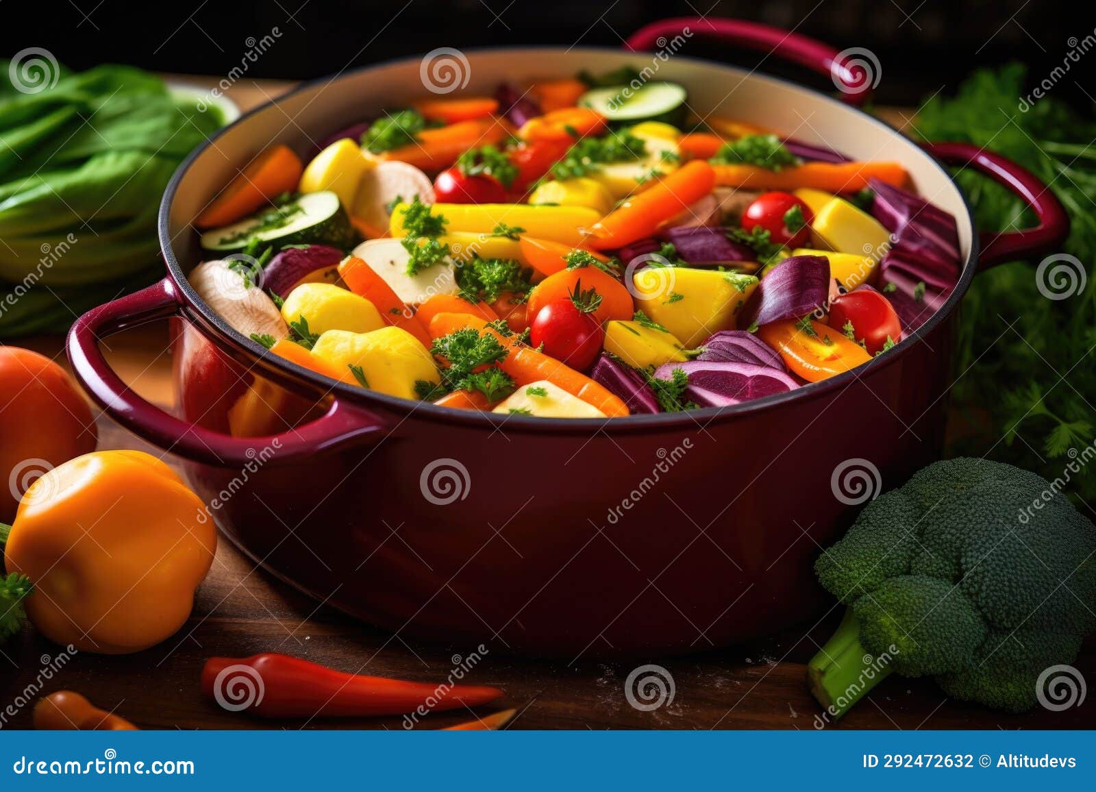 Bright Colored Mixed Vegetables Steamed in a Pot Stock Photo - Image of ...