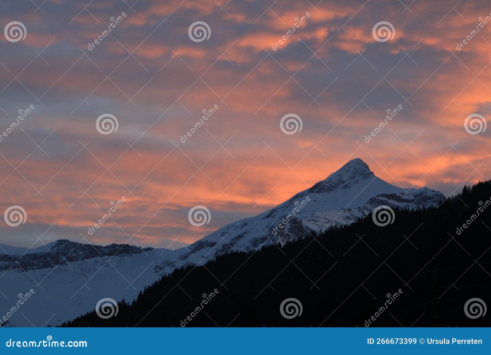 Bright Colored Moody Sunset Sky Over Mount Oldehore Stock Image - Image ...