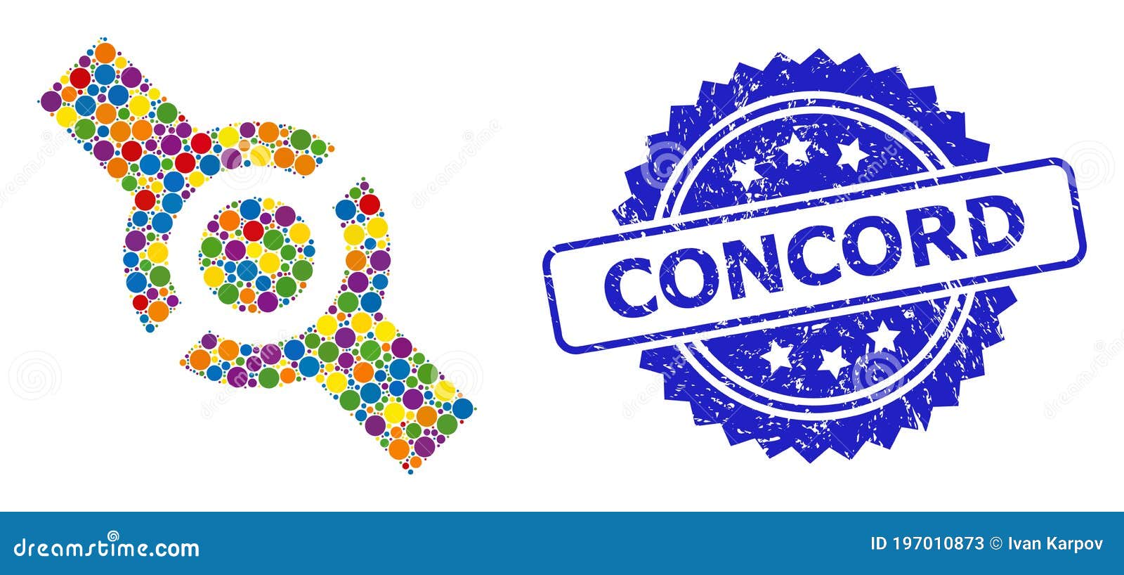 Scratched Concord Stamp Seal and Colorful Mosaic Connector Stock Vector ...