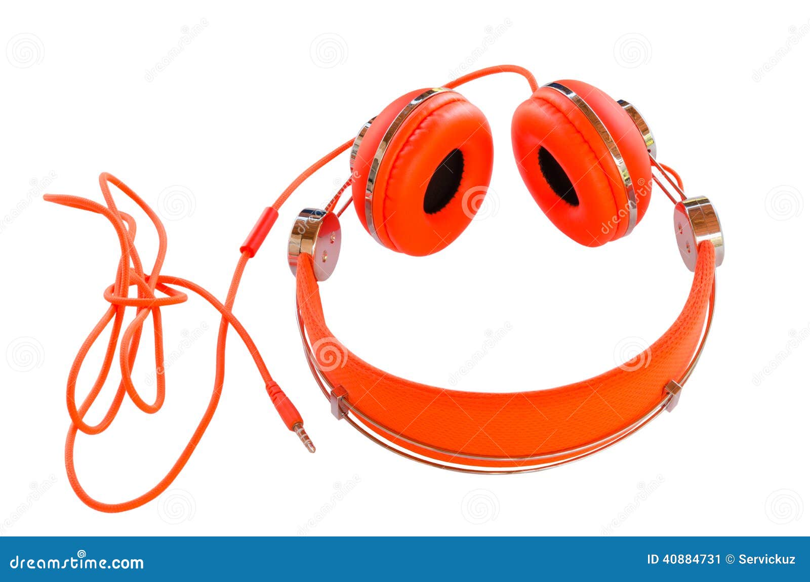 Bright Colored Orange Headphones Stock Image - Image of digital, cable ...