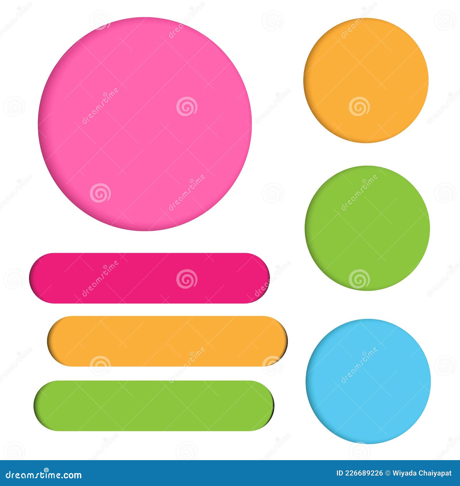 Bright Colored Paper Circles with Shadows Stock Vector - Illustration ...