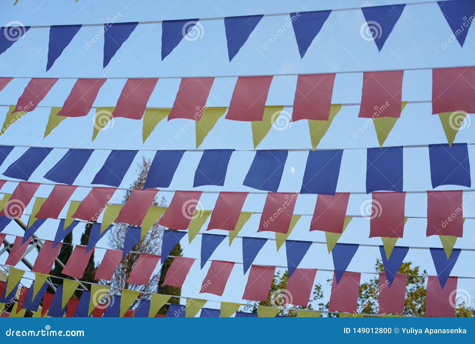 Bright Colored Paper Pennons on the Lines Stock Photo - Image of ...