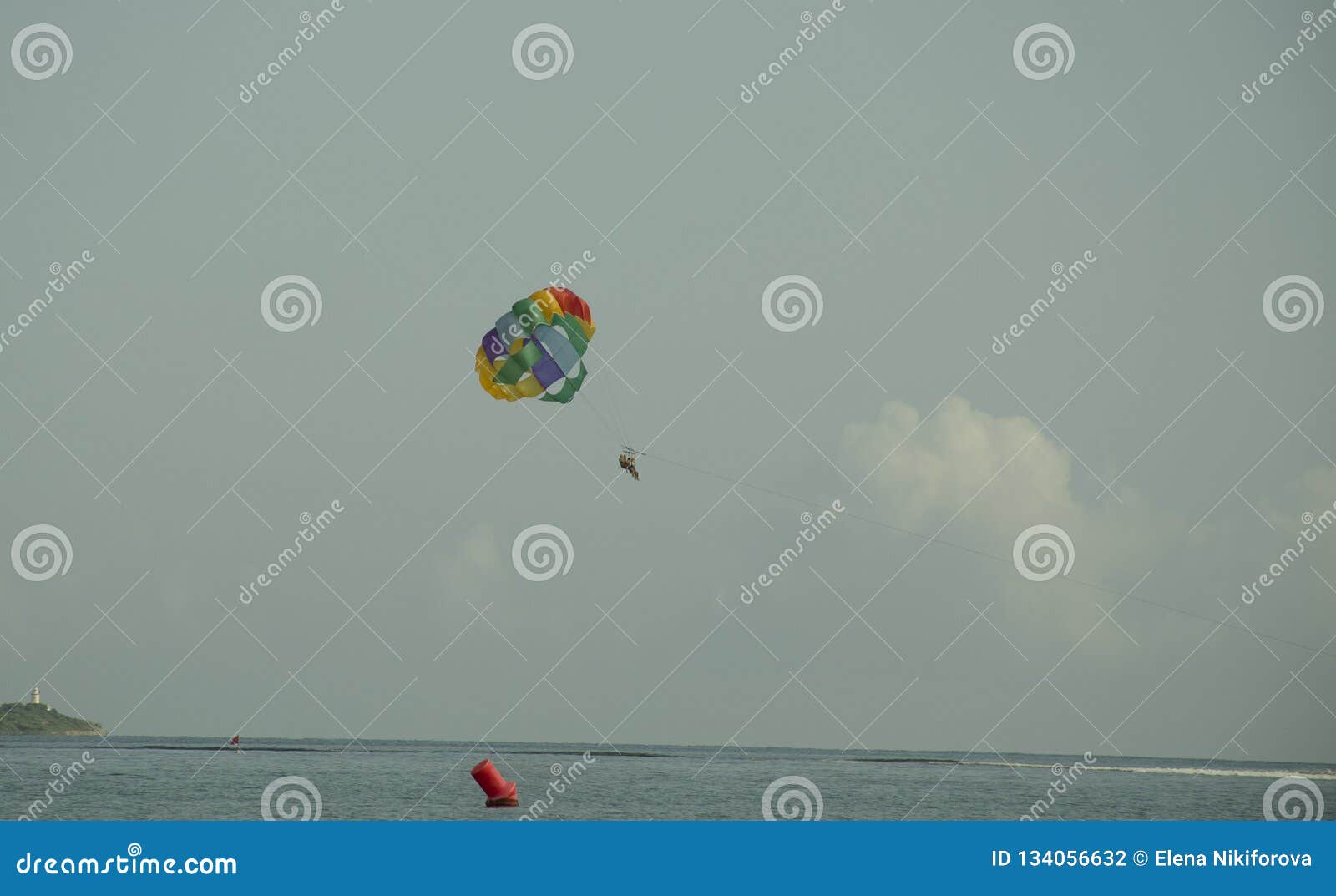 Bright Colored Parachute in the Sky Stock Photo - Image of recreation ...