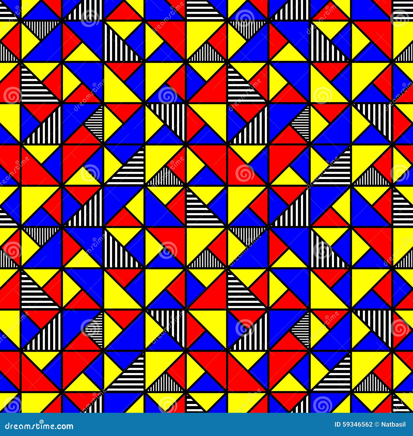 Bright Colored Pattern with Squares and Triangles Stock Vector ...