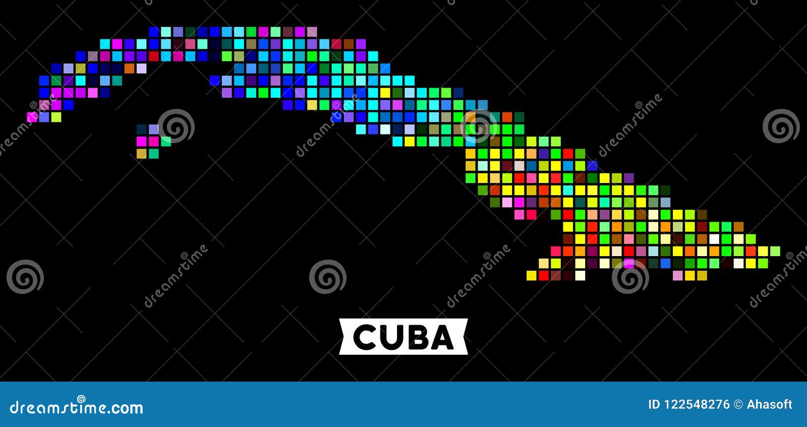 Colored Dot Cuba Map stock vector. Illustration of black - 122548276