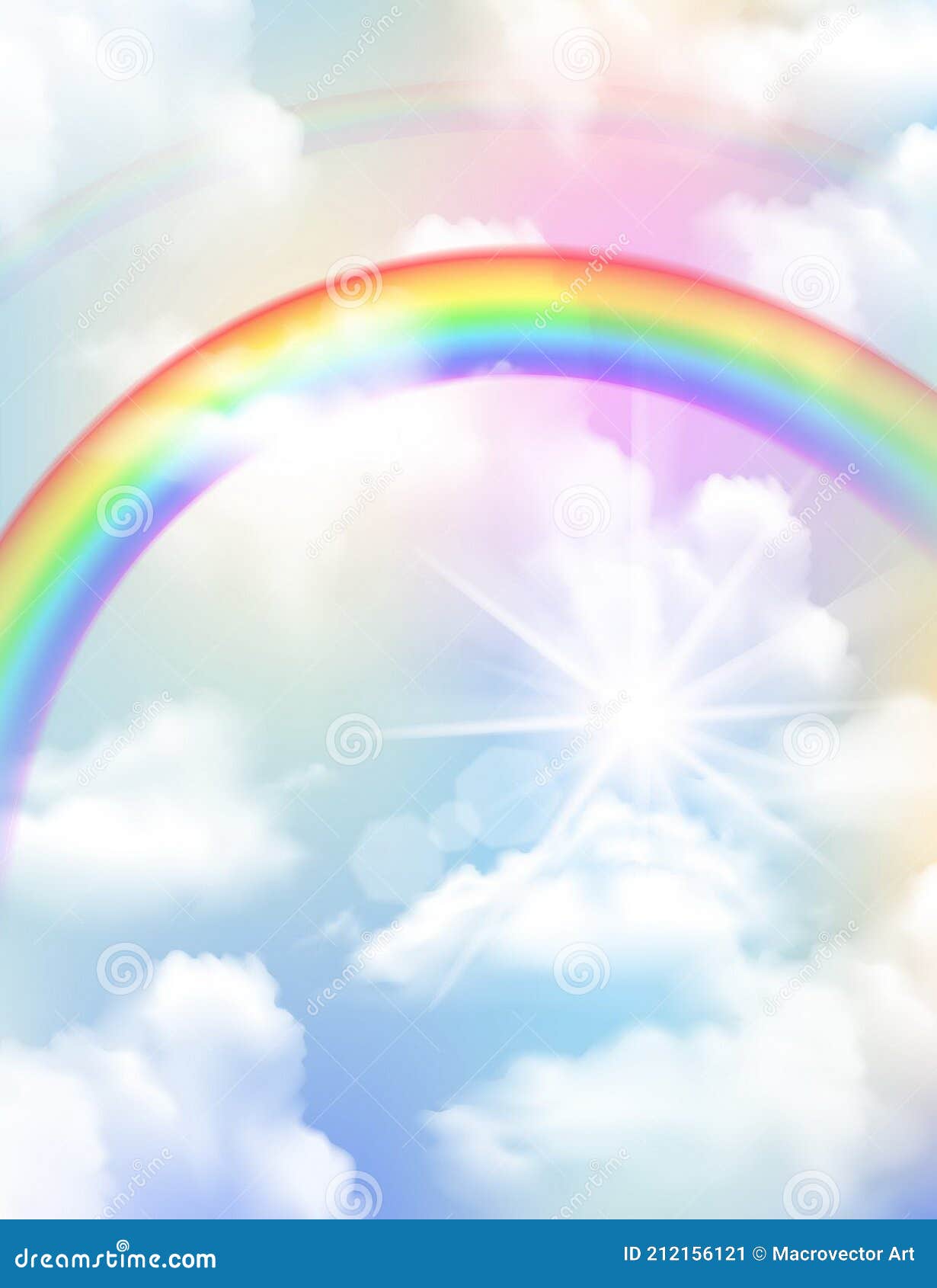 Bright Colored Rainbow Clouds and Sky Realistic Composition Stock ...