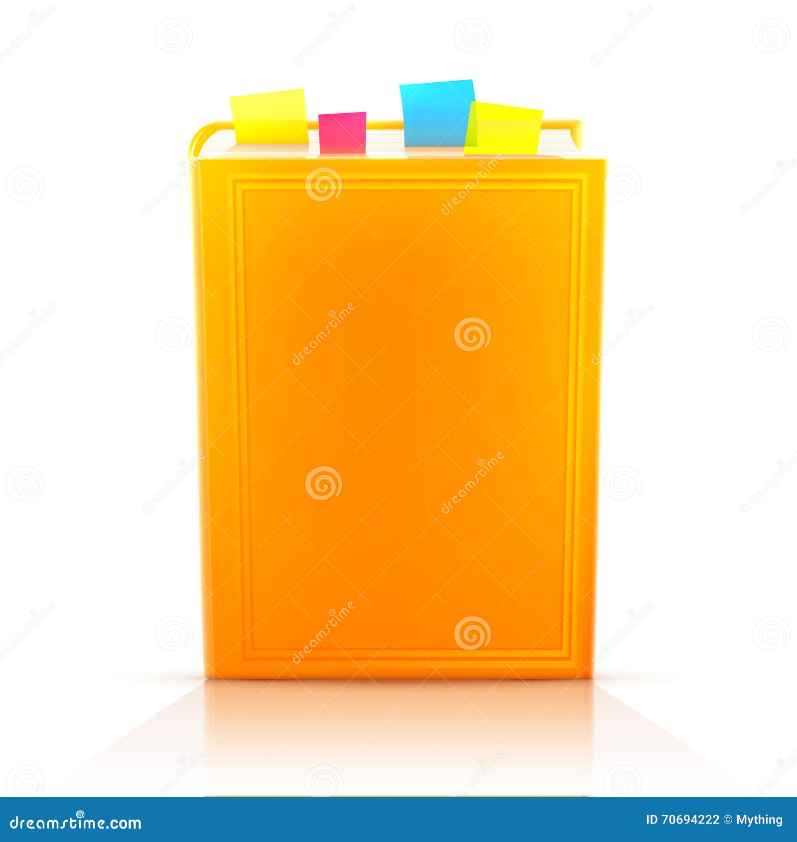Bright Colored Realistic Book with Bookmarks and Blank Cover on White ...