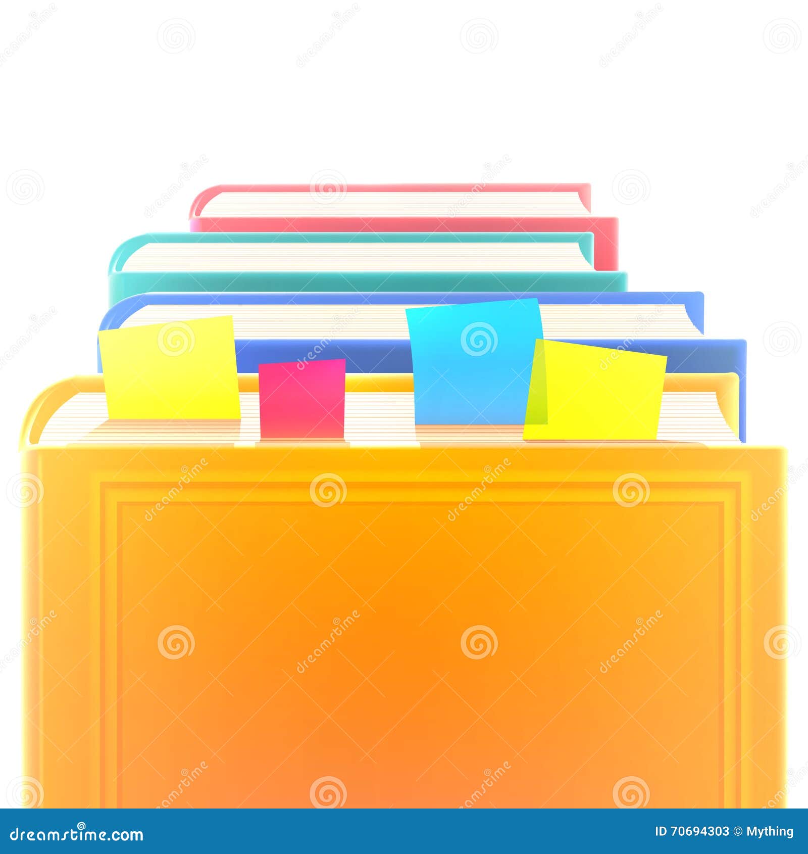 Bright Colored Realistic Books in Row with Bookmarks and Blank Cover on ...