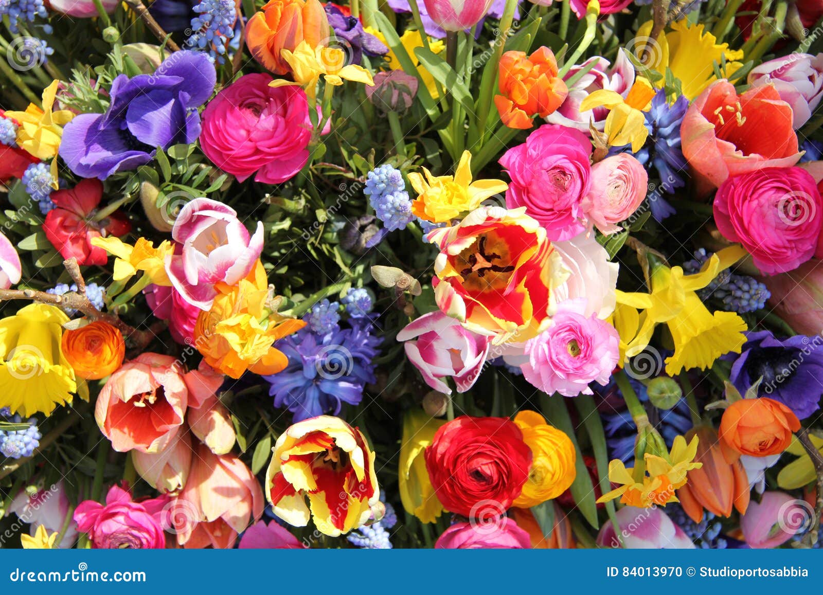 Bright Colored Spring Flower Bouquet Stock Photo - Image of mixed ...