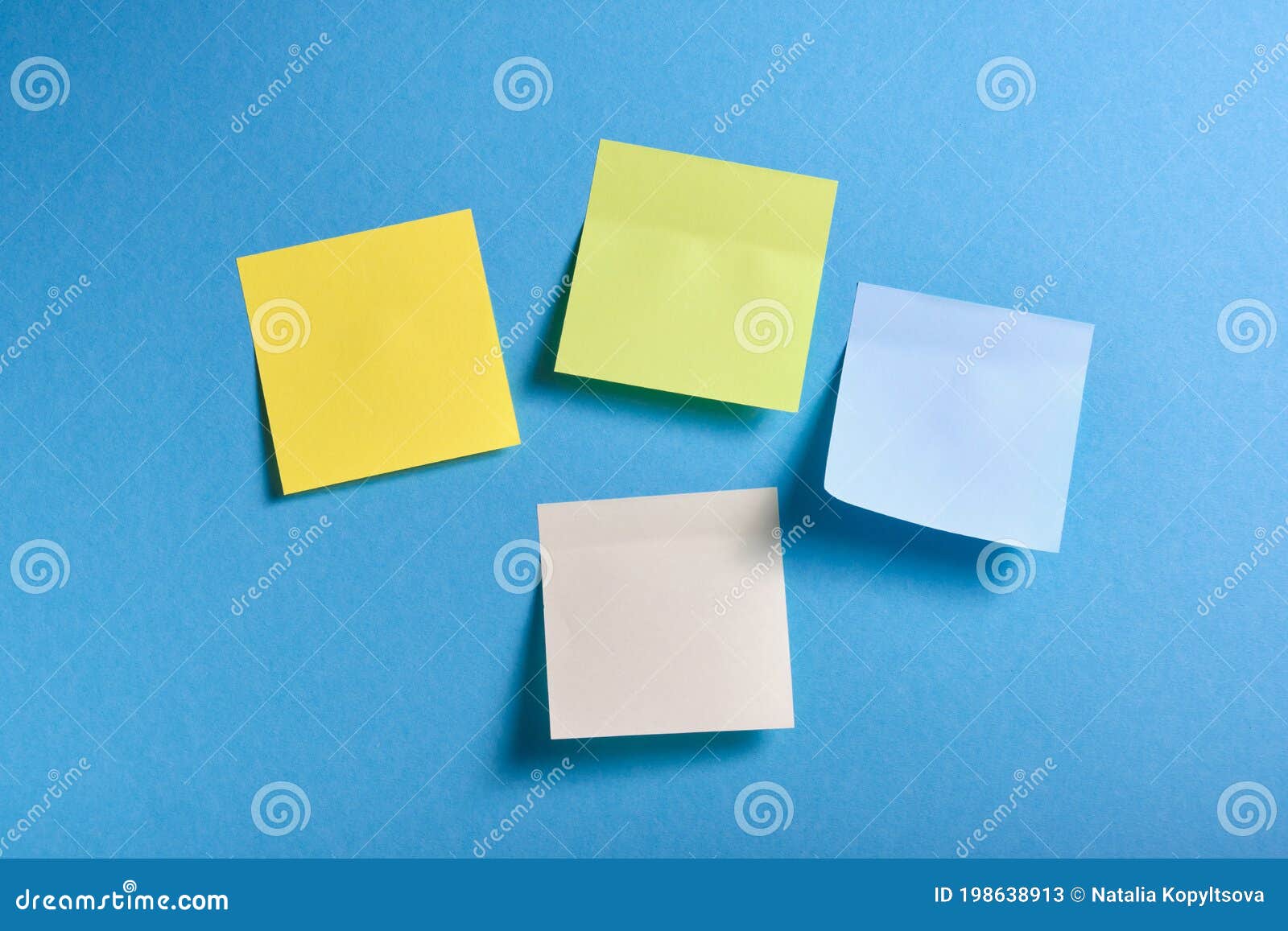 Colored Sticky Notes on Blue Background Stock Image - Image of ...