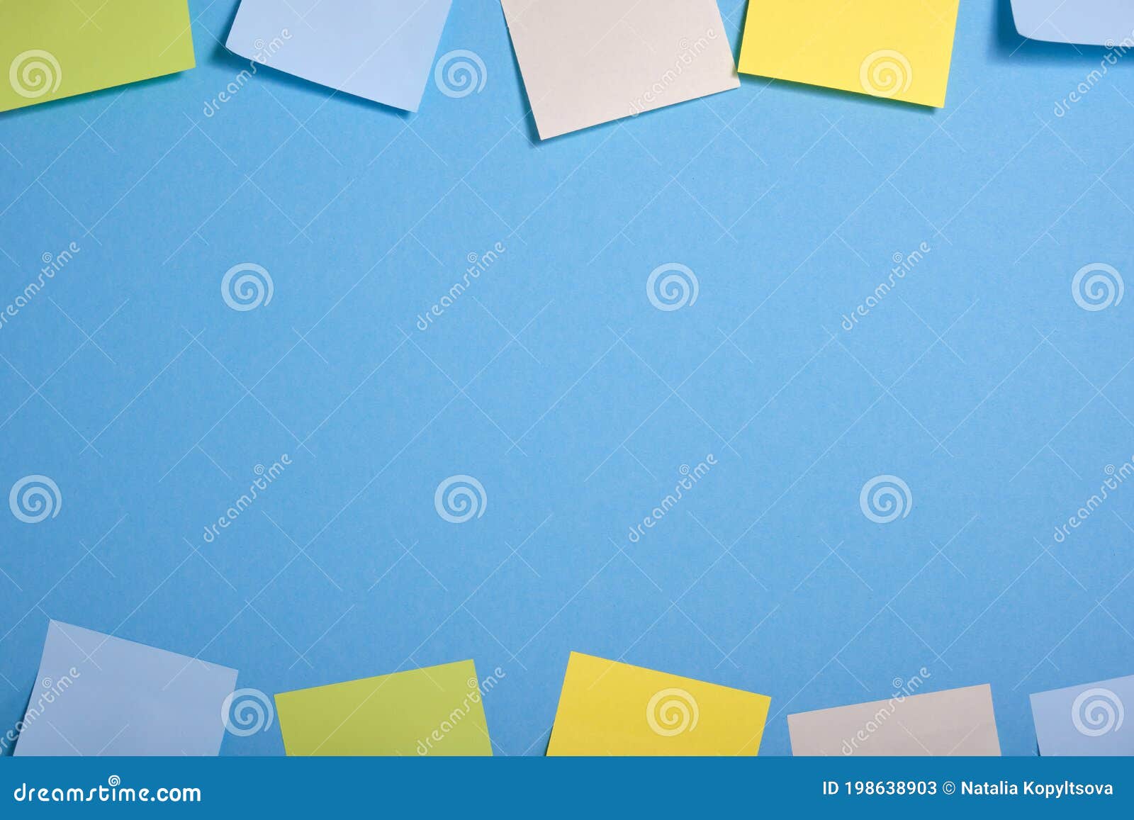 Colored Sticky Notes on Blue Background Stock Image - Image of agenda ...