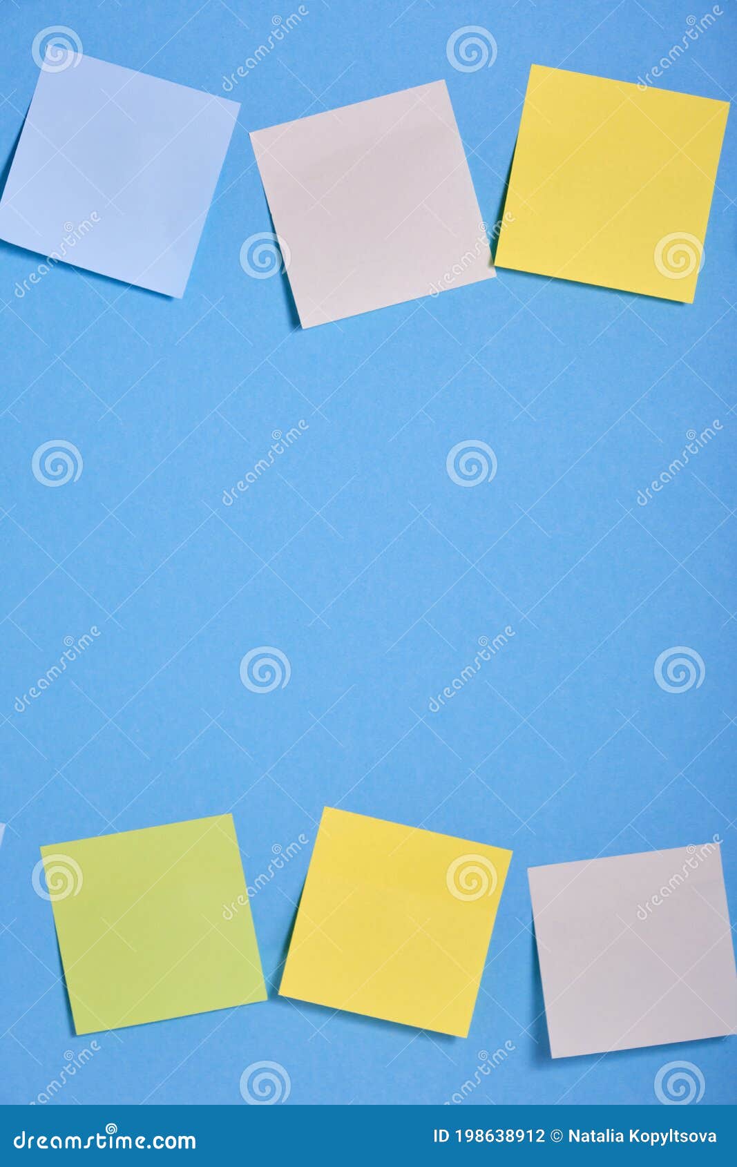 Colored Sticky Notes on Blue Background Stock Photo - Image of ...
