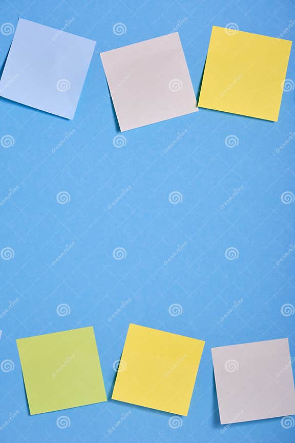 Colored Sticky Notes on Blue Background Stock Photo - Image of ...