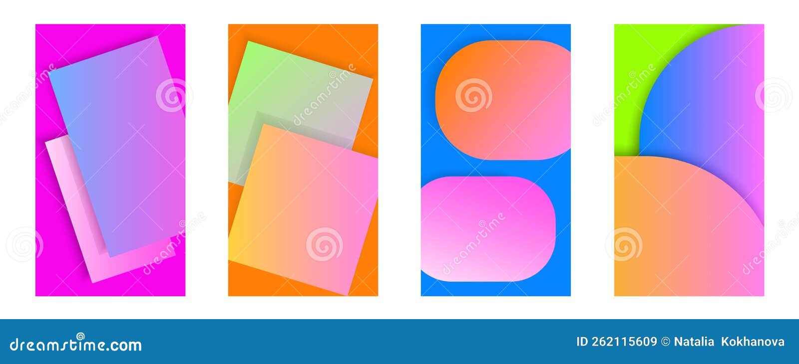 Bright Colored Templates with Gradient Stickers, Space for Notes and ...