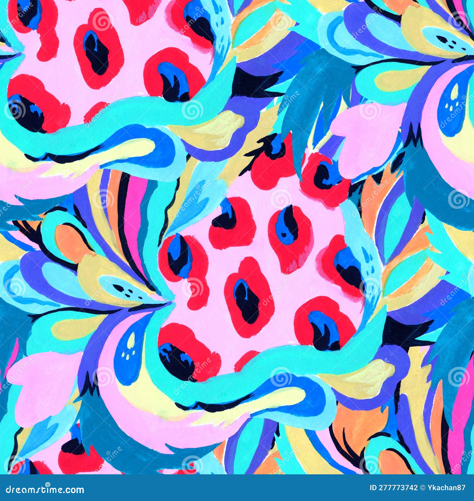 Bright Colorful Abstract Pattern with Oraganic Shapes and Nature ...